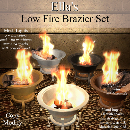 Second Life Marketplace - Ella's Low Fire Brazier Set